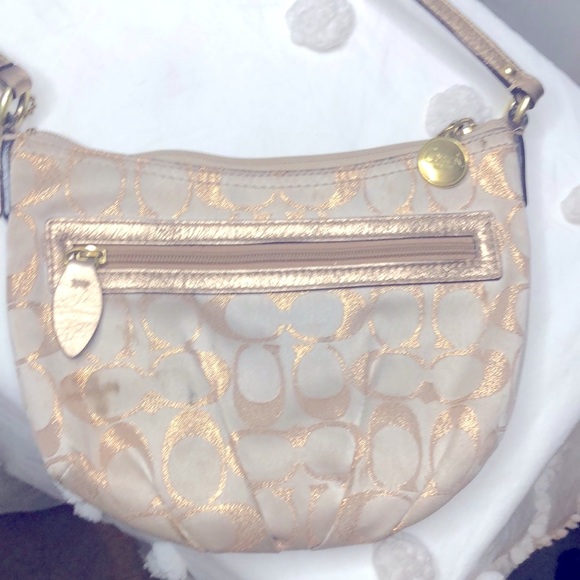 Coach | Bags | Coach Rose Gold Signature Pleated Small Crossbody | Poshmark